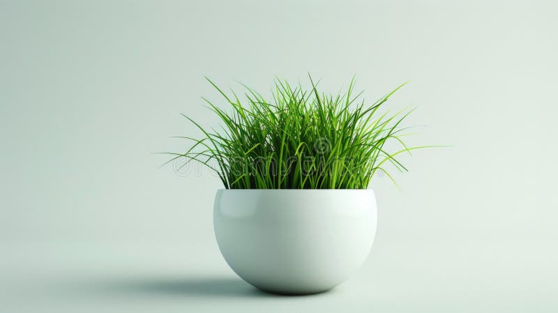 A Simple White Vase with a Green Plant, Suitable for Home Decor Stock ...