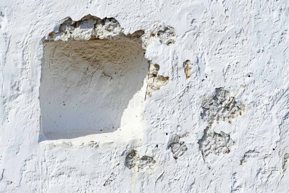 A Simple White Wall with a Circular Hole Cut Out of it Stock Photo ...