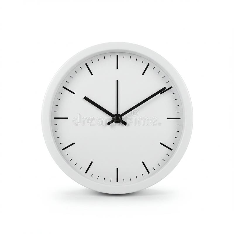 A Simple White Wall Clock with Black Hour, Minute, and Second Hands. it ...