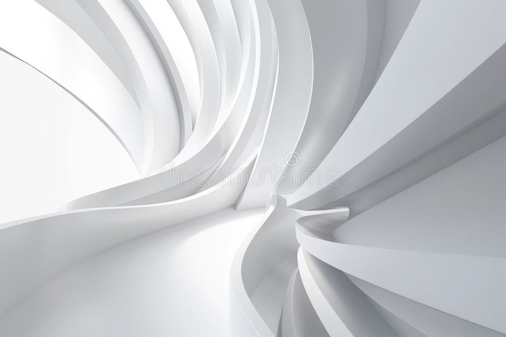 A Simple White Wall with a Unique Curved Design Element Stock ...