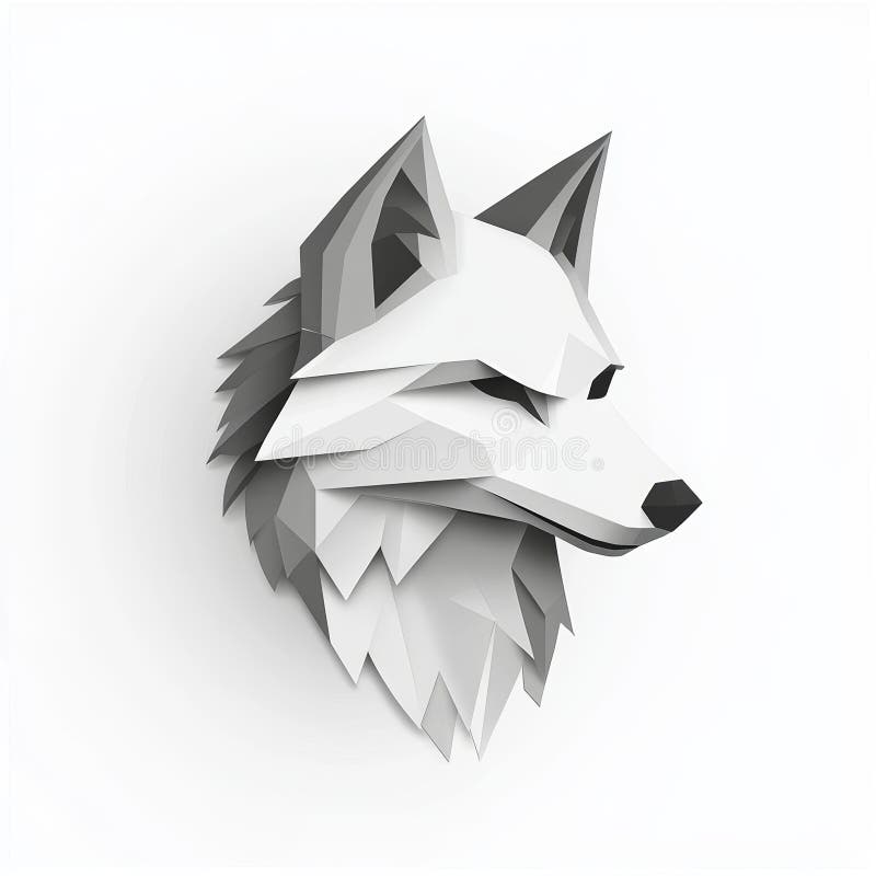 Simple White Wolf Logo Art Generative AI Stock Illustration ...