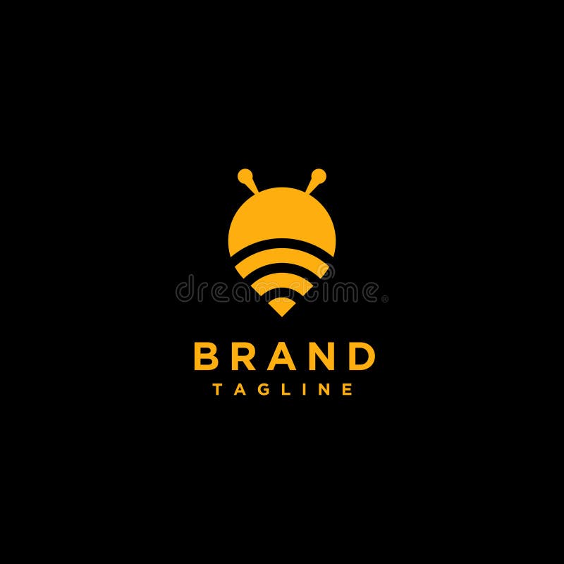 Simple WiFi Icon with Bee Head Logo Design Stock Vector - Illustration ...