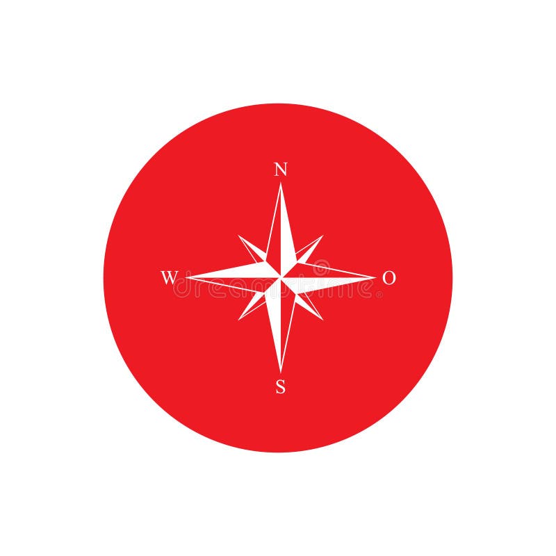 Simple Wind Rose Icon Vector in Circle Shape Stock Vector ...