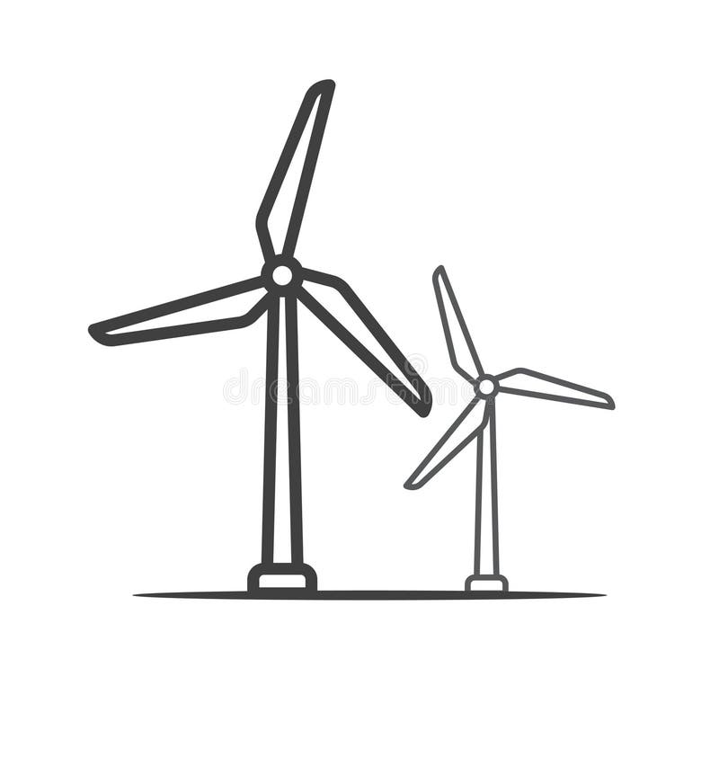 Simple Wind Turbine Icon Silhouette Stock Vector - Illustration of ...