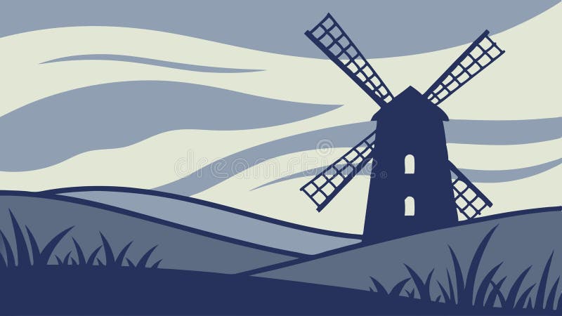 Simple Windmill Icon with Bold Lines and Flat Colors Vector Graphic ...
