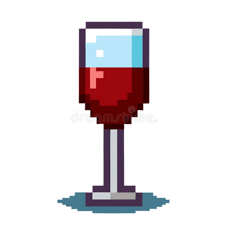 Simple Wine Glass Design in Pixel Art Style Featuring Red Liquid Stock ...