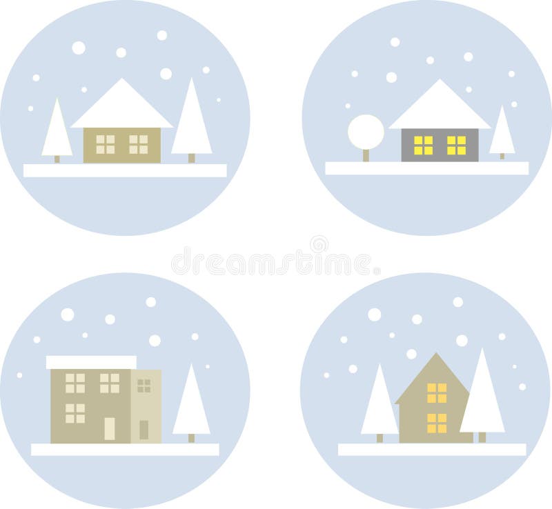 Simple Winter Landscape Icons Stock Vector - Illustration of logo ...