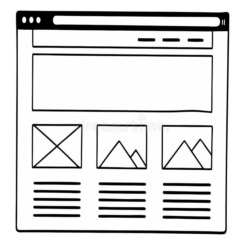 Simple Wireframe Mockup of a Website Layout Stock Vector - Illustration ...