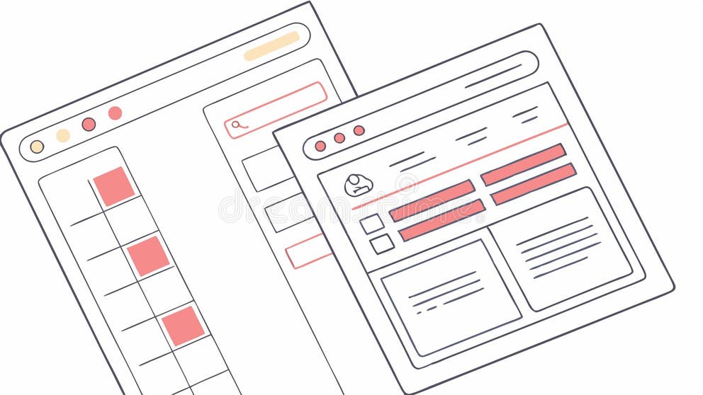 A Simple Wireframe Template of a Webpage User Interface. Vector Design Generative AI Stock ...