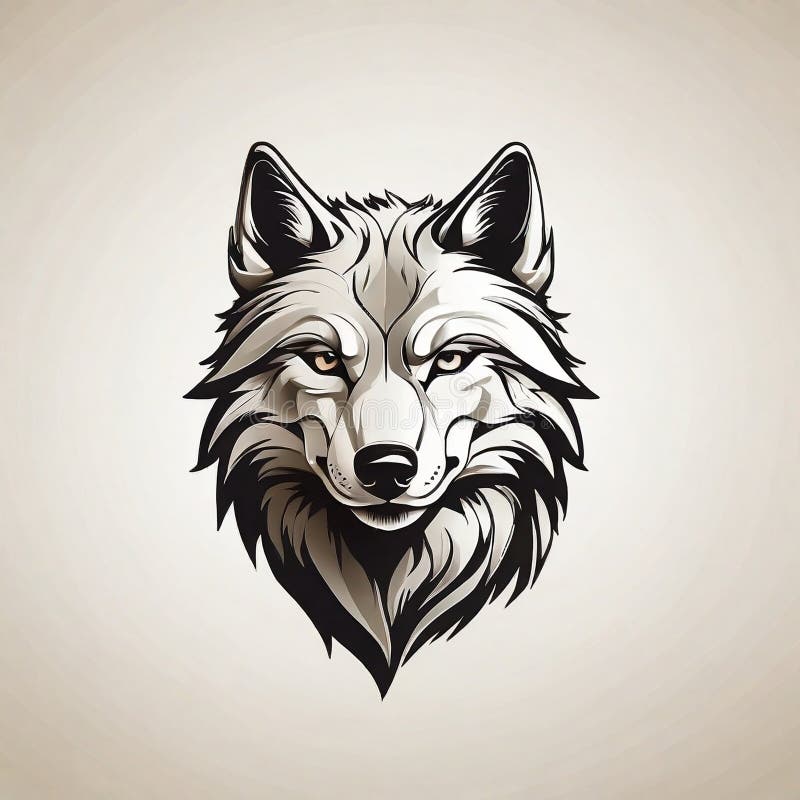 Simple Wolf Head Monochrome Stock Illustration - Illustration of design ...