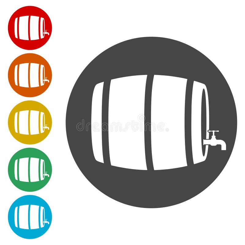 Simple Wooden Barrel Icons Set Vector - Illustration Stock Vector ...