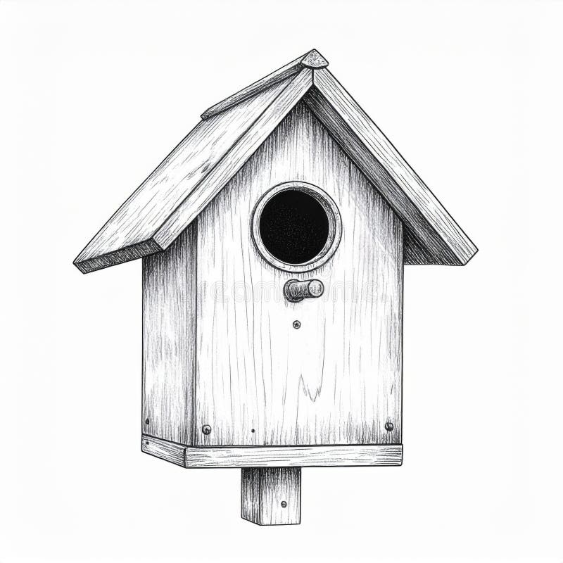 Birdhouse Man Drawing stock illustration. Illustration of pencil - 74352333