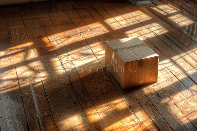 A Simple Wooden Box Placed on a Wooden Floor in a Room Stock Image ...