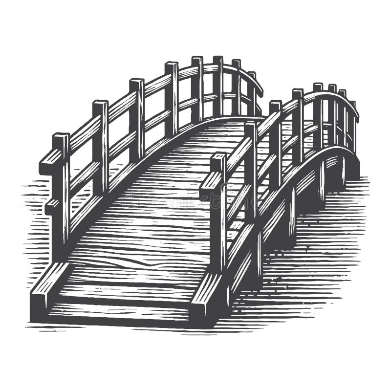 Wooden Bridge Front View Vintage Retro Vector Logo Design. Stock Vector ...