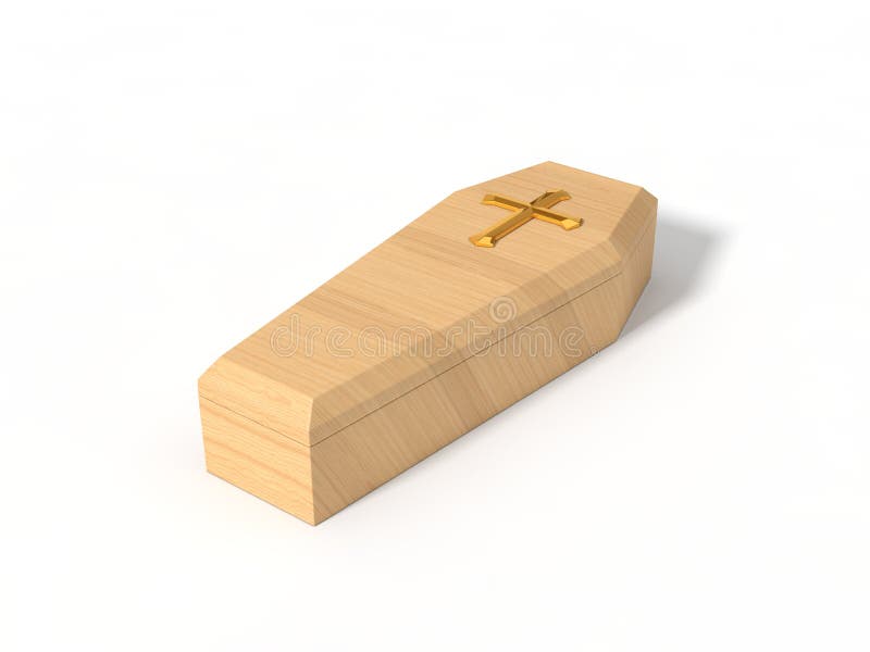 Simple Wooden Coffin, Conceptual 3d Illustration. Stock Illustration ...