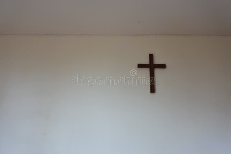 Simple Wooden Cross Hangingon a White Wall in a Room Stock Image ...
