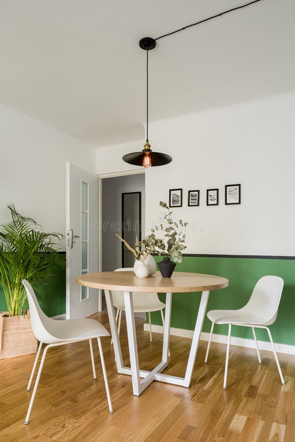 Simple Wooden Dining Table in Living Room Stock Image - Image of ...