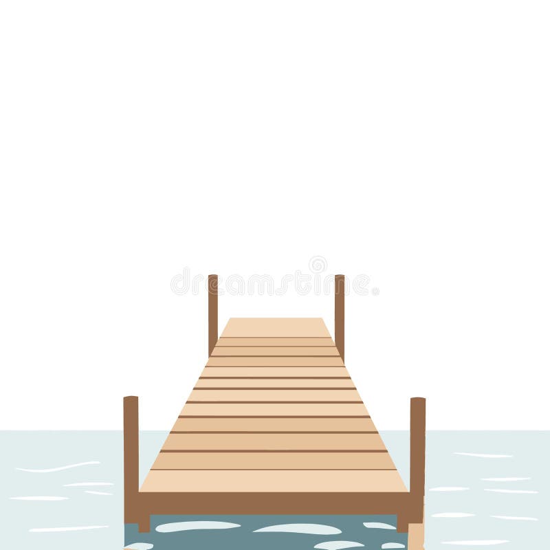 Simple Wooden Dock Extending into the Lake Vector Stock Illustration ...