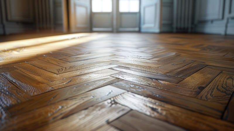 A Simple Wooden Floor in a Room with a Closed Door Stock Photo - Image ...