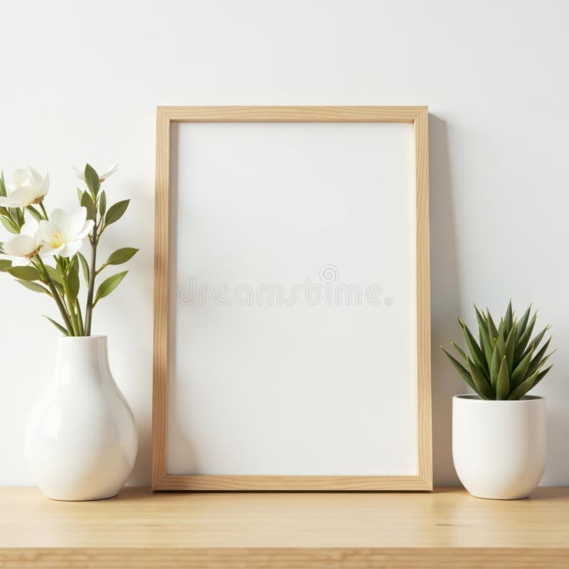 Simple Wooden Frame Mockup; Clean White Background, Branding, Aesthetic ...