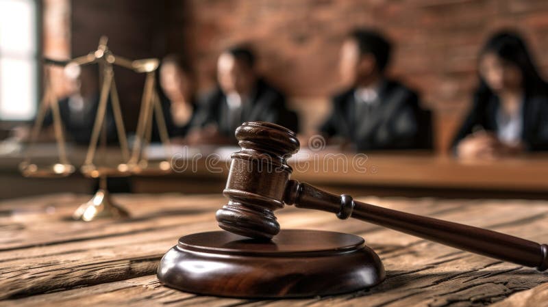 A Simple Wooden Gavel Sitting on a Wooden Table, Ready for Use Stock ...