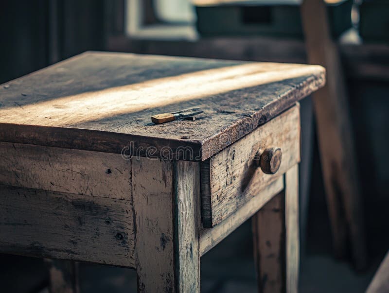 A Simple Wooden Table with a Drawer on Top, Perfect for Small Spaces or ...