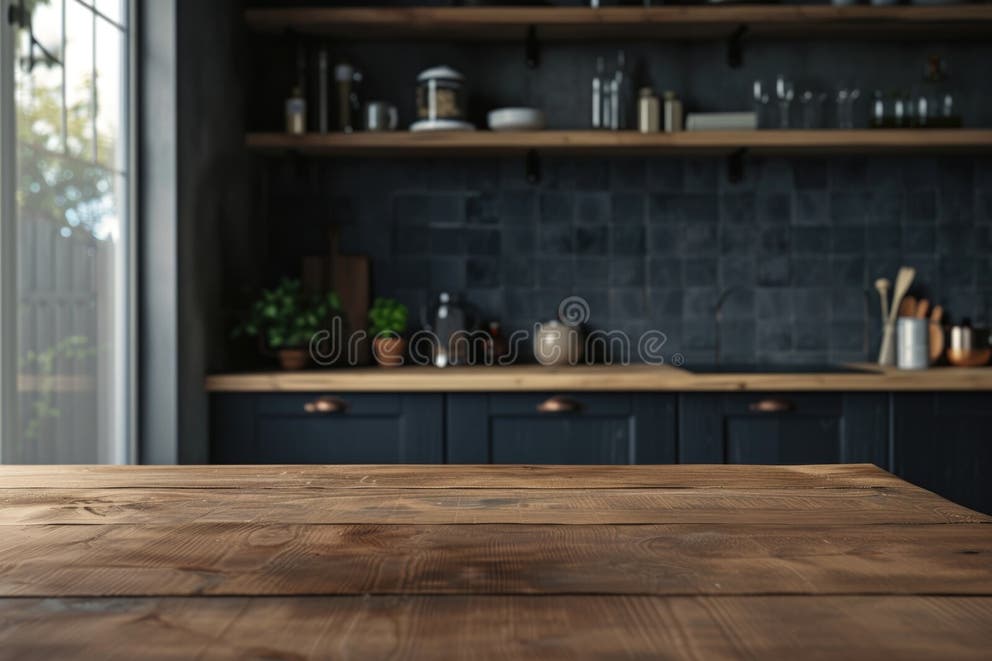 A Simple Wooden Table Positioned in Front of a Kitchen Counter. Versatile and Practical for ...