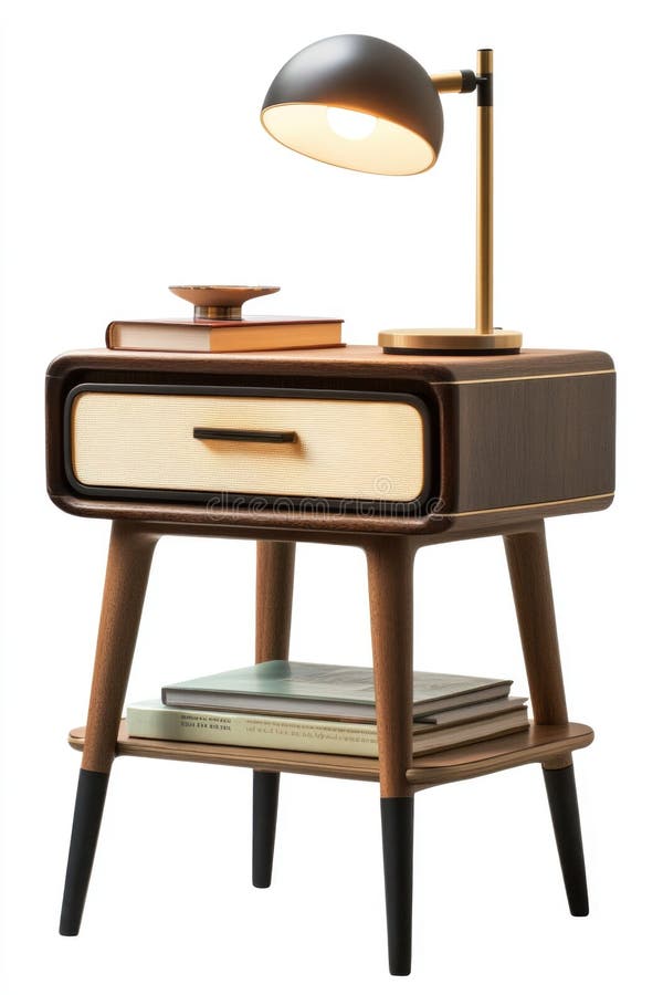 A Simple Wooden Table with a Single Lamp Sitting Atop, Suitable for Use ...