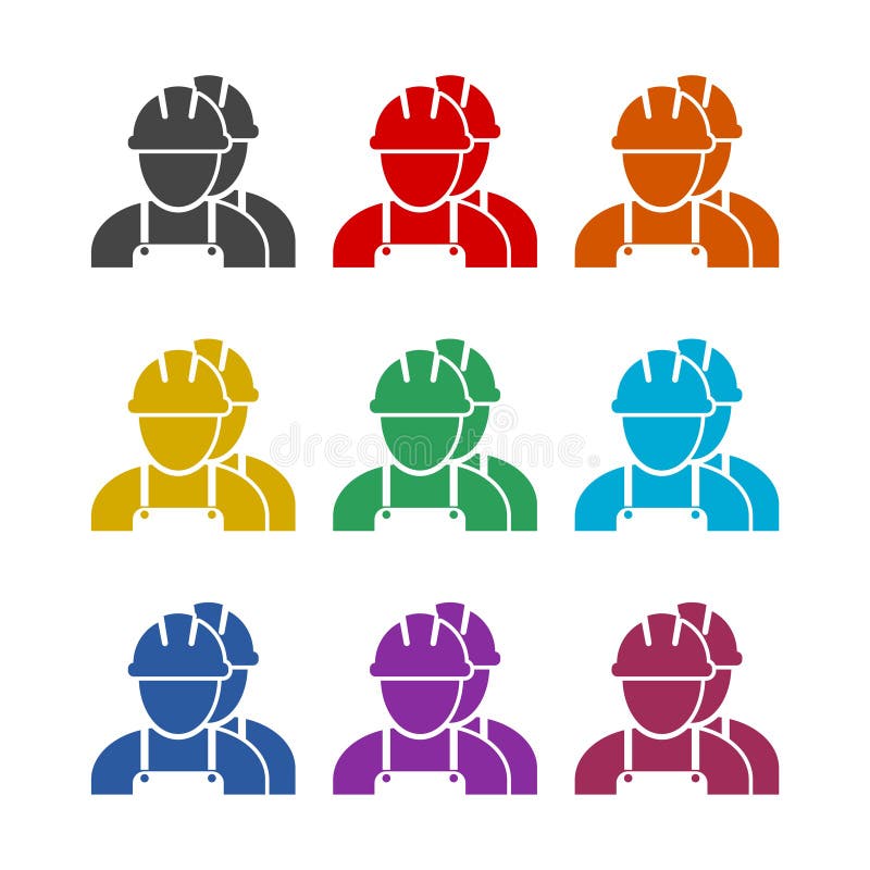 Simple Workers Icon Color Set Stock Vector - Illustration of line ...