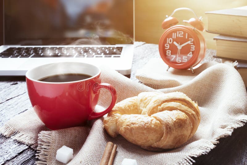 Simple Workspace or Coffee Break in Morning. Stock Image - Image of ...