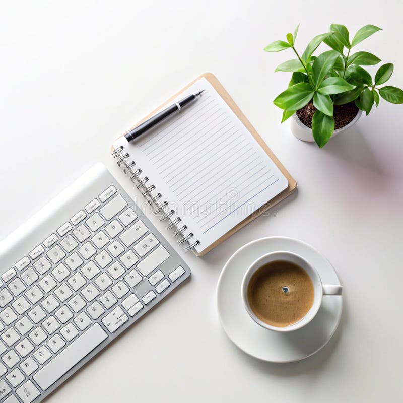 Simple Workspace Office Desk Top View, Flat Lay with Smartphone Mockup ...