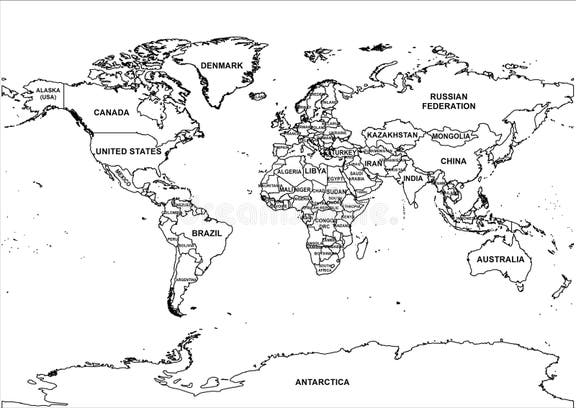 Simple World Map with Labels Stock Image - Image of labels, face: 308066063