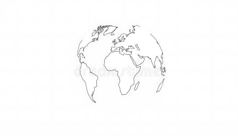 Simple World Map Outline stock illustration. Illustration of earth ...
