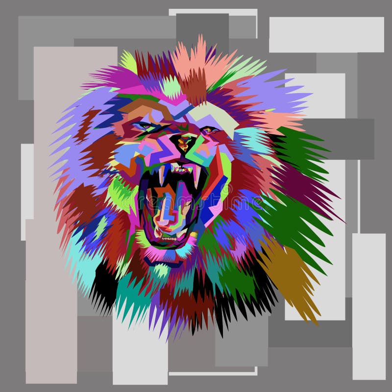 Simple Wpap Lion on Abstract Background Stock Illustration ...