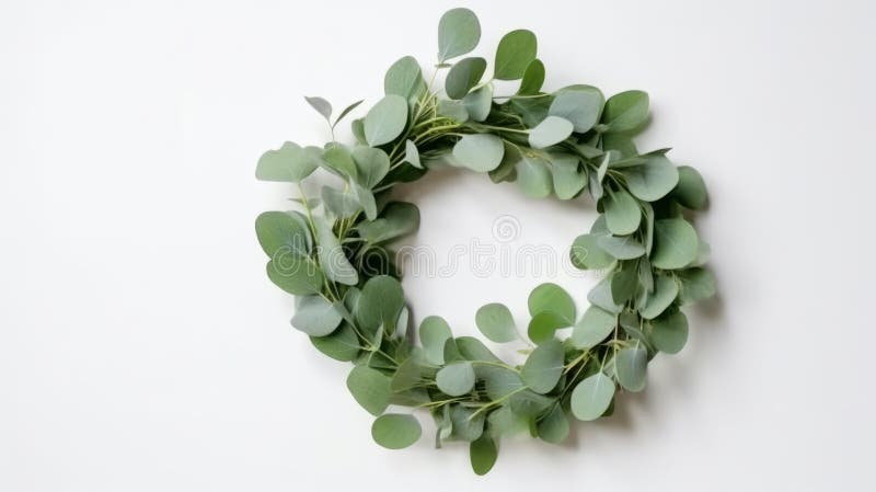 A Simple Wreath Made of Green Leaves on a Clean White Background ...