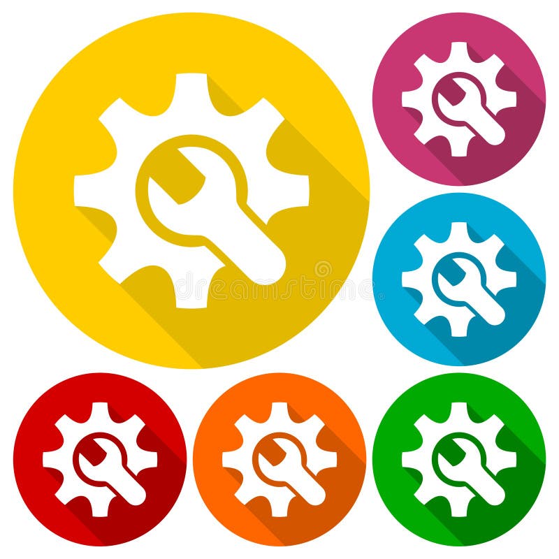 Simple Wrench and Gear Icon Stock Vector - Illustration of wheel, shape ...