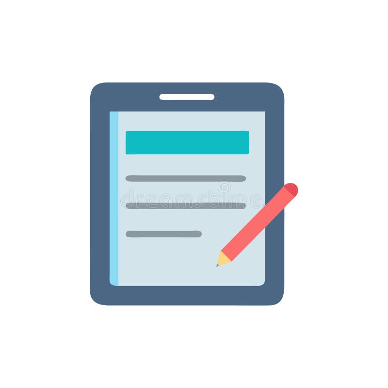 Simple Writing Tablet Icon for Study Stock Illustration - Illustration ...