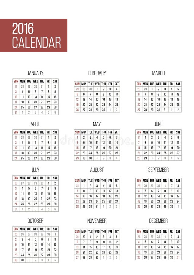 Simple Year Calendar Stock Illustrations – 77,951 Simple Year Calendar ...