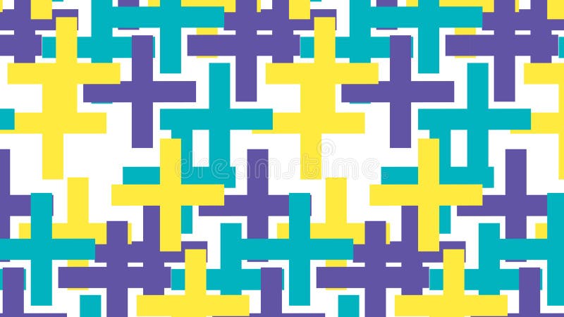 Simple Yellow Blue and Purple Plus Sign Pattern Stock Illustration ...