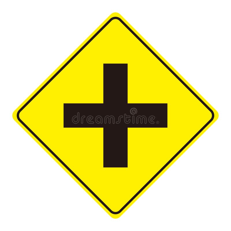 Simple Yellow Crossroads Sign Stock Illustration - Illustration of ...