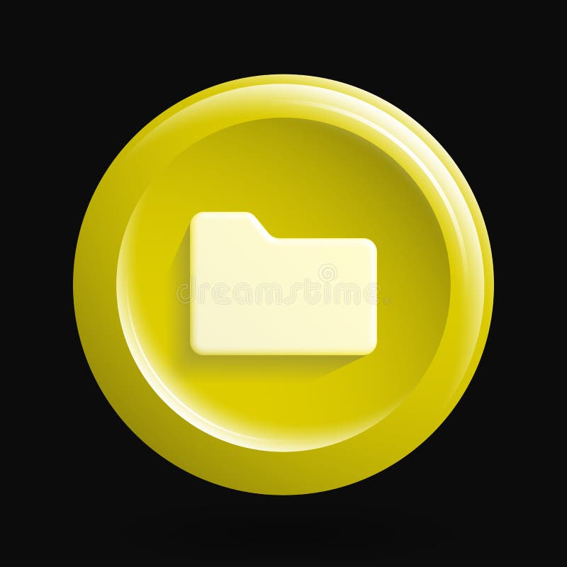 Simple Yellow Folder Icon. 3d File Manager Button Stock Vector ...