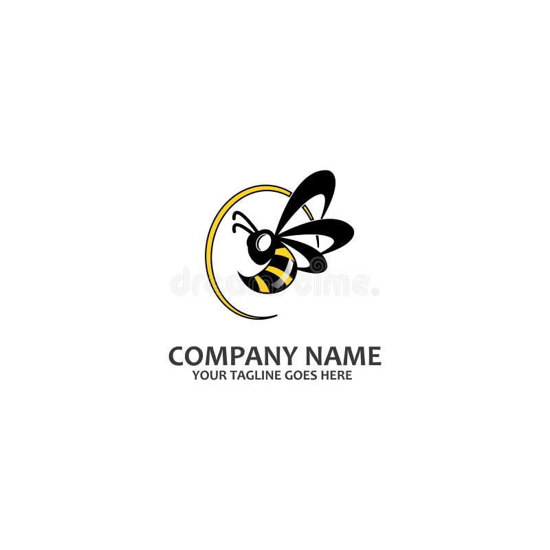 Simple Yellow Honey Bee Free Icon Vector Logo Stock Illustration ...