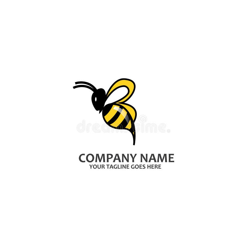 Simple Yellow Honey Bee Free Icon Vector Logo Stock Illustration ...