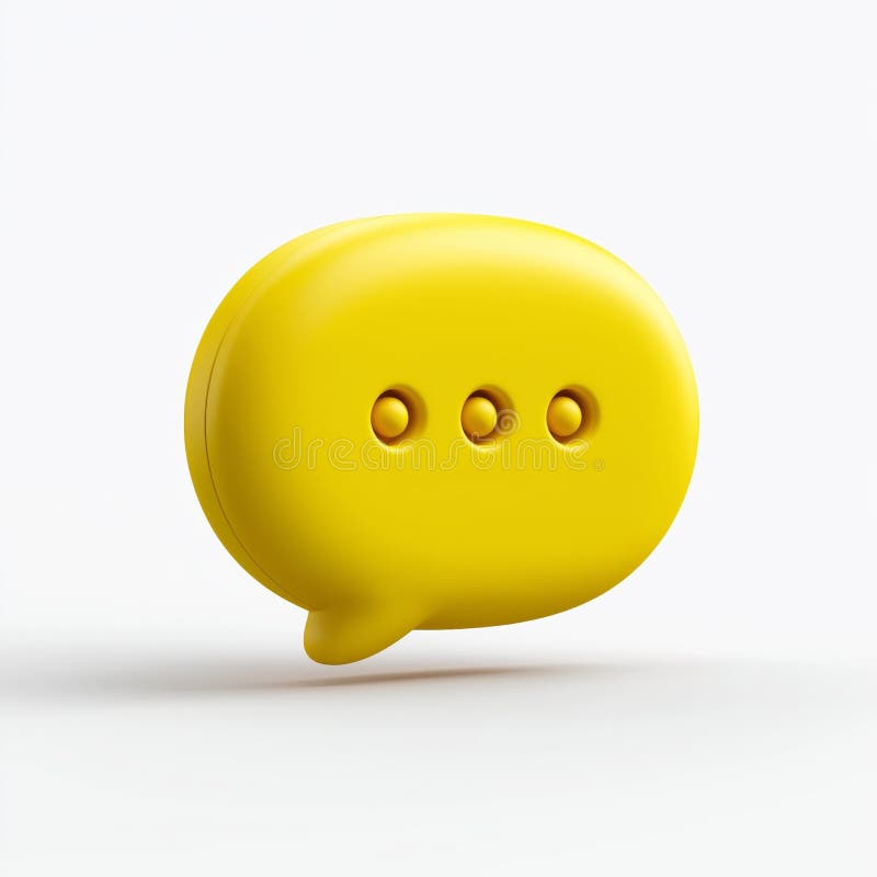 Yellow Message Bubble with Three Dots Icon on White Background Stock ...
