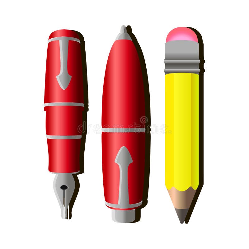 Simple Yellow Pencil and Red Pen Vector. Stock Vector - Illustration of ...