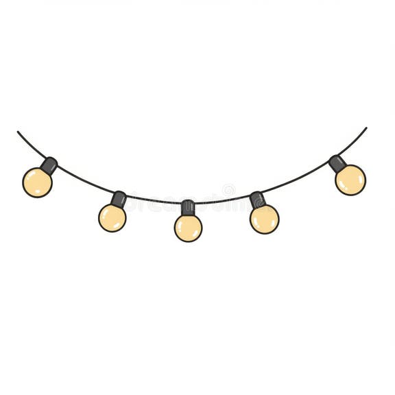 Simple Yellow String Lights on White Background Stock Illustration ...
