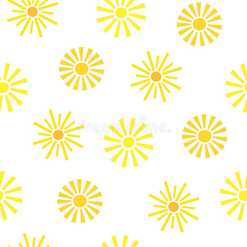 Simple Yellow Sun Seamless Pattern Vector Flat Illustration, Cute ...