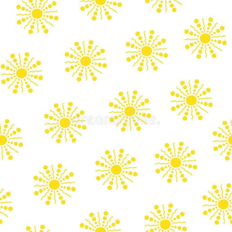 Simple Yellow Sun Seamless Pattern Vector Flat Illustration, Cute ...