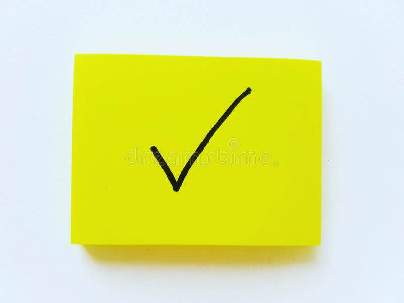 Simple Yelow Note. Check. Done. Good Job Stock Photo - Image of ...