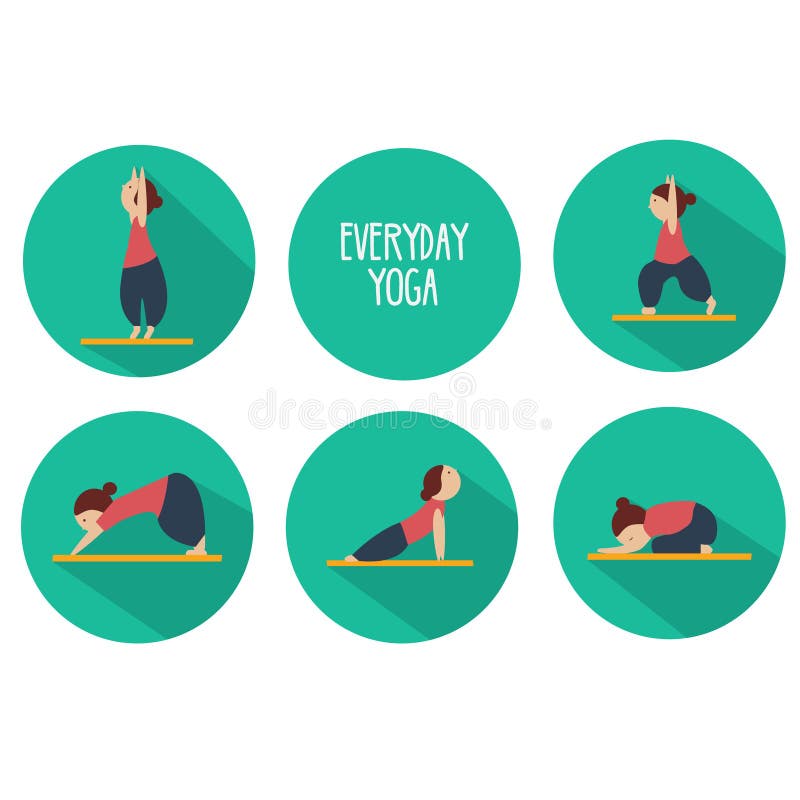 Simple Yoga Poses for Beginners. Isolated Vector Icons Set Stock Vector ...